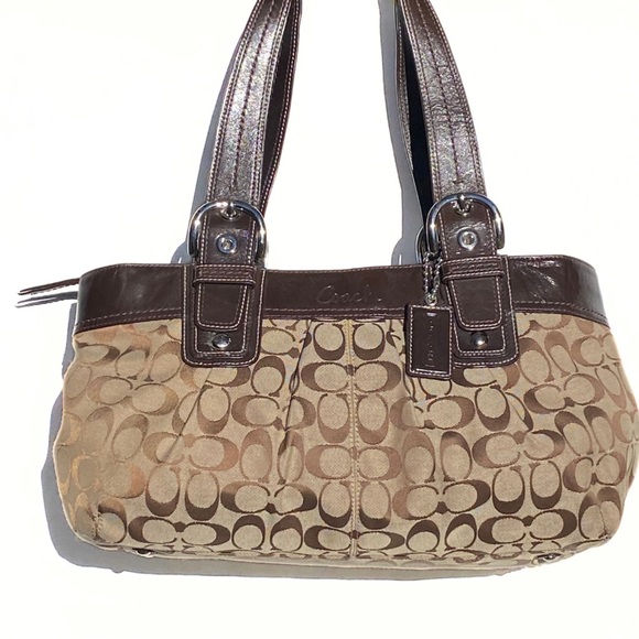 Coach | Bags | Coach Brown Signature Monogram Tote Bag | Poshmark